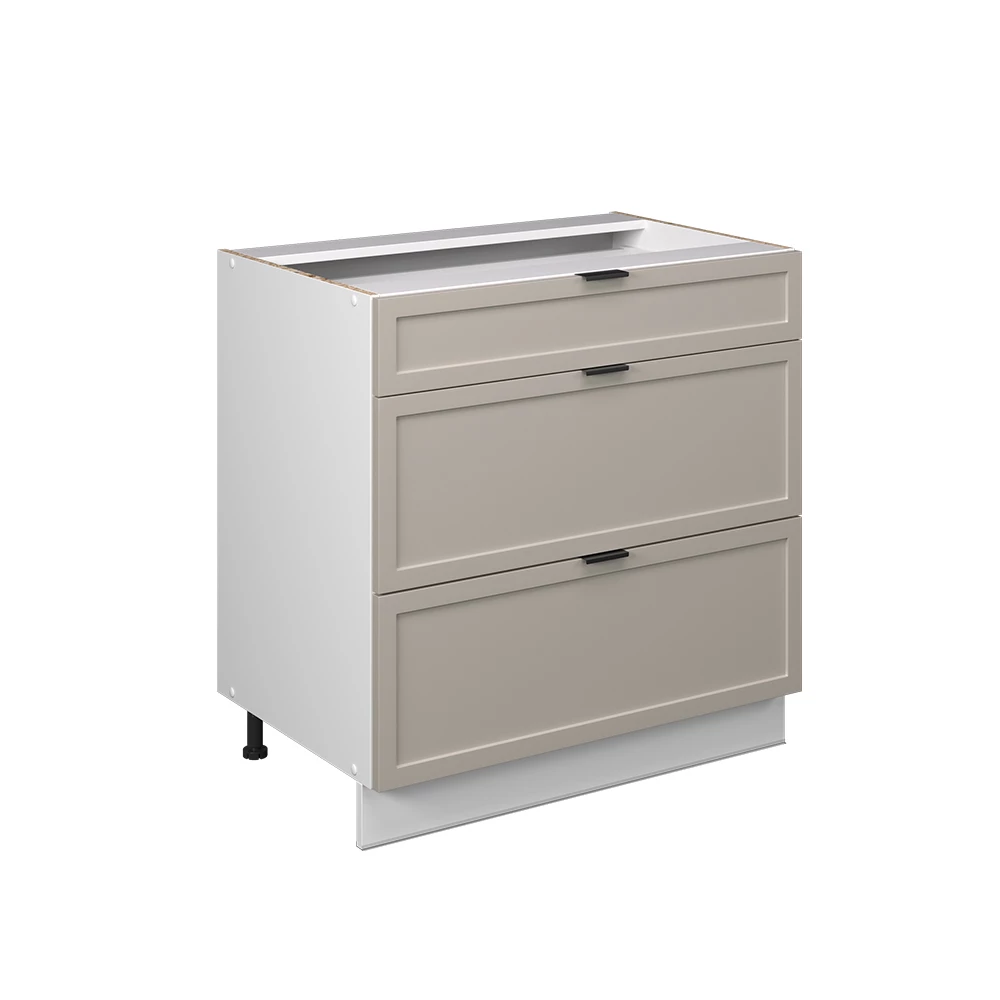 Keittiön alakaappi Fame-Line Harmaa beige 80 cm 3 laatikkoa, AP tammi ...