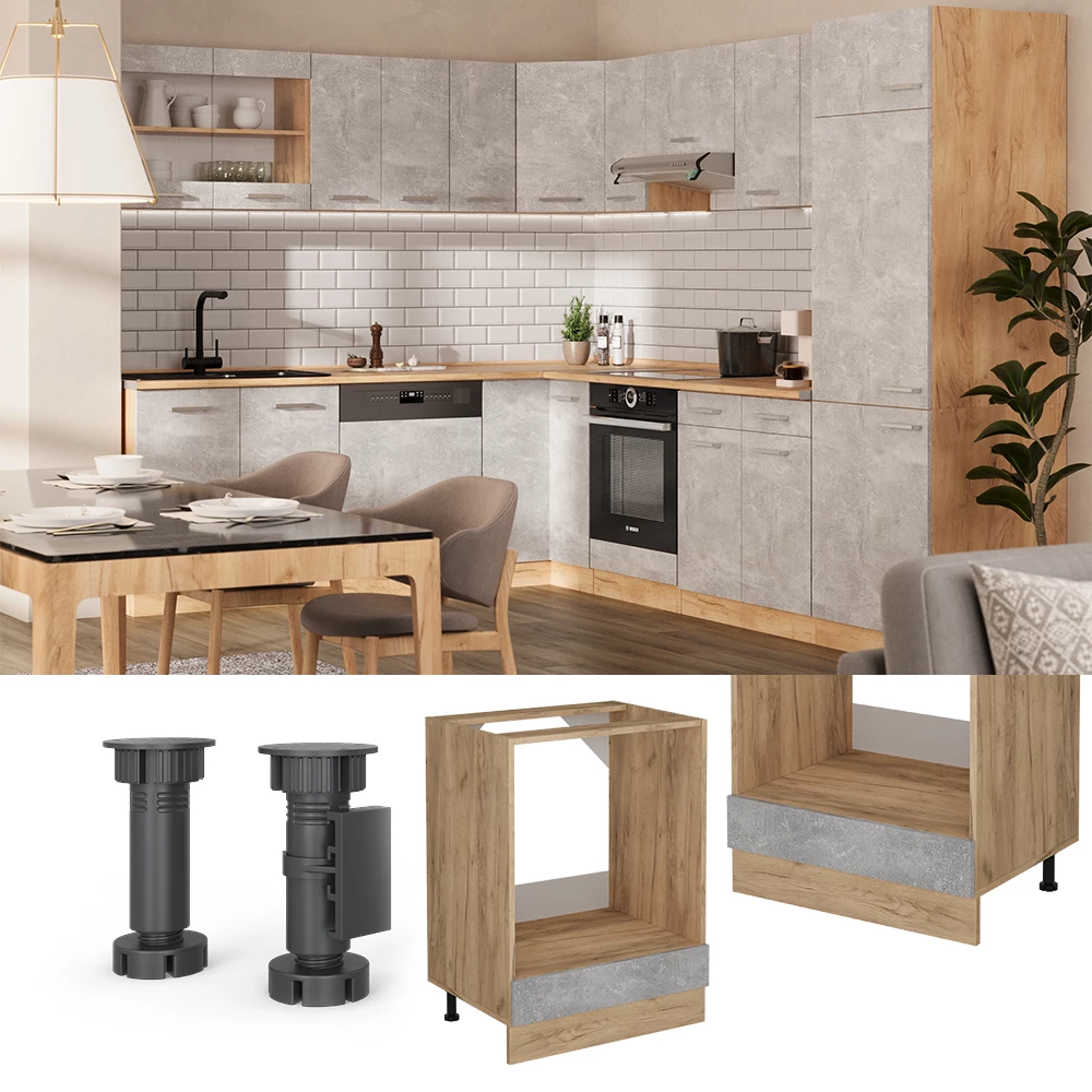 Mobile per forno da incasso R-Line Calcestruzzo 60 cm , PL Rovere Vicco ...