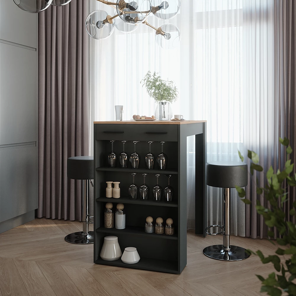 Bartisch-Set Repose Goldkraft Eiche/Anthrazit 67 x 100 cm mit 2 ...