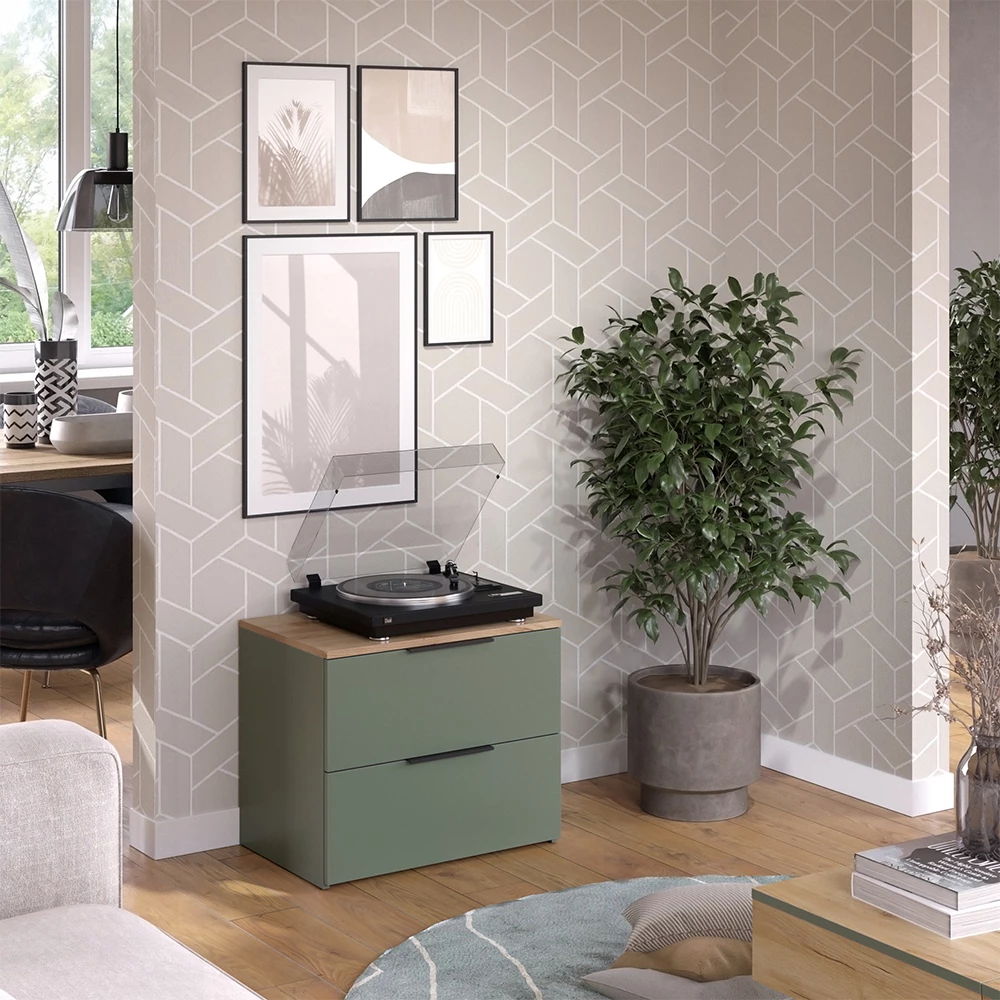 Sideboard Wido Green 60 x 50 cm with 2 drawers livinity® | 28788