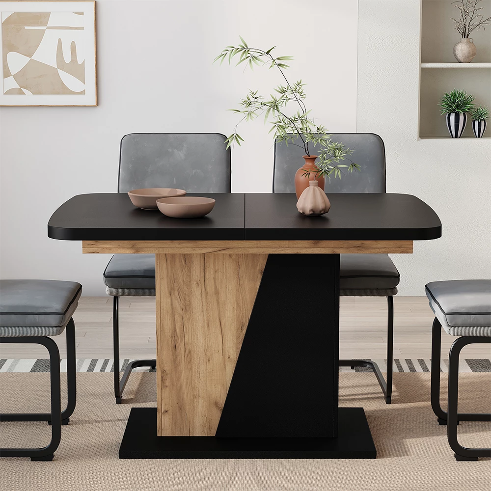 Table de salle à manger Fenaro Chêne noir/force de l'or 120x80cm ...