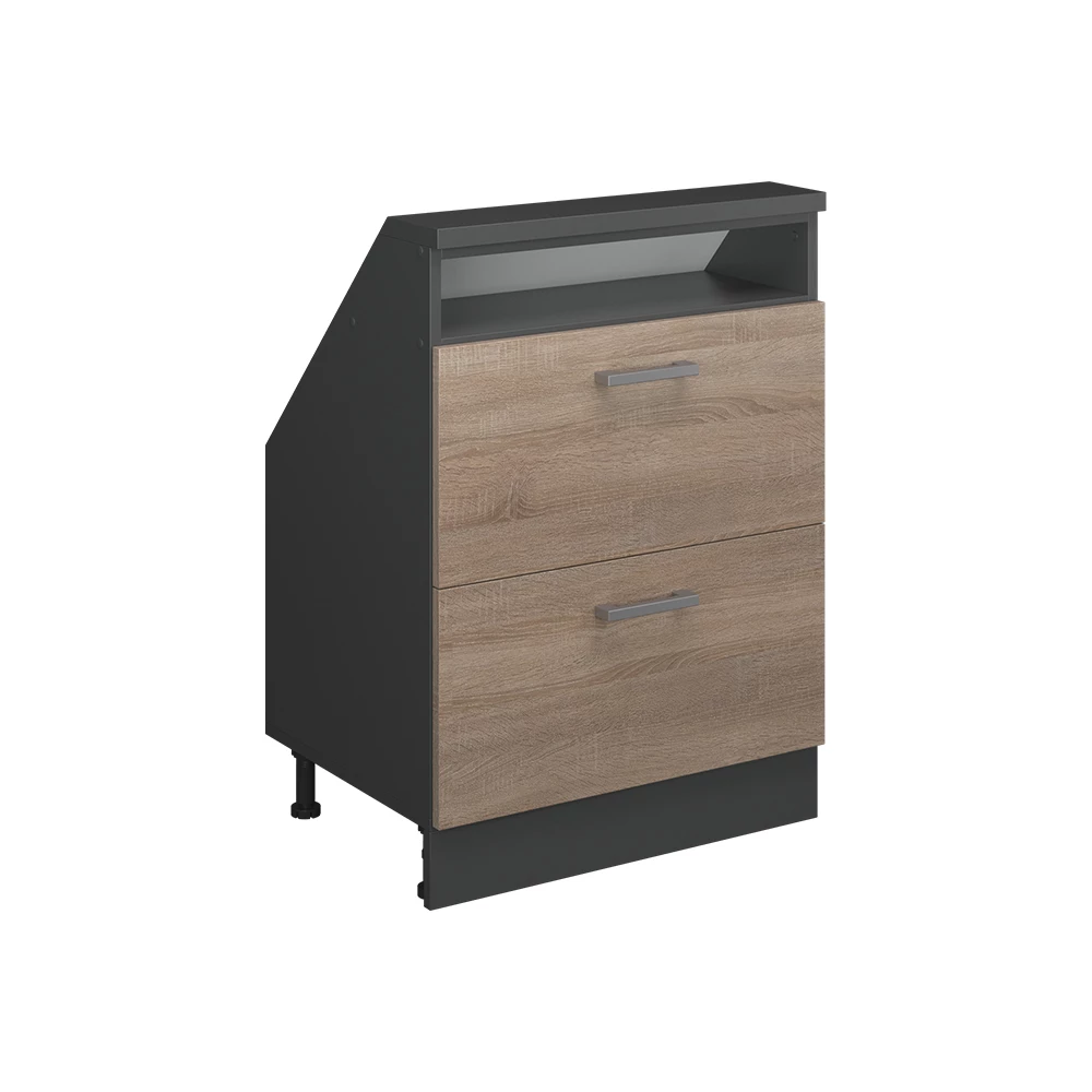 Vicco Wardrobe for sloping ceiling Sonoma/Anthracite with 2 drawers ...